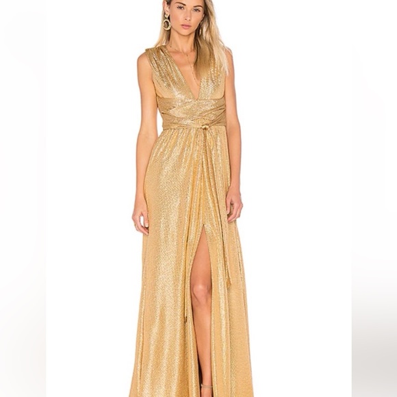 Halston Heritage | Dresses | Halston Heritage Gold Formal Dress Maxi ...